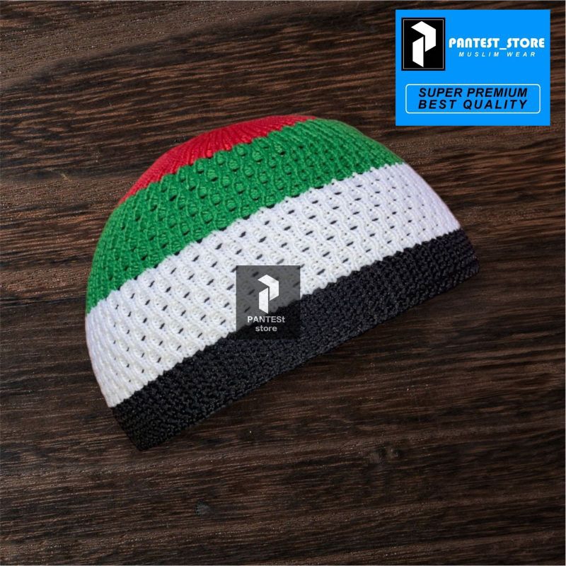 Palestinian flag motif knitted cap/elastic knitted cap/thick knitted ...