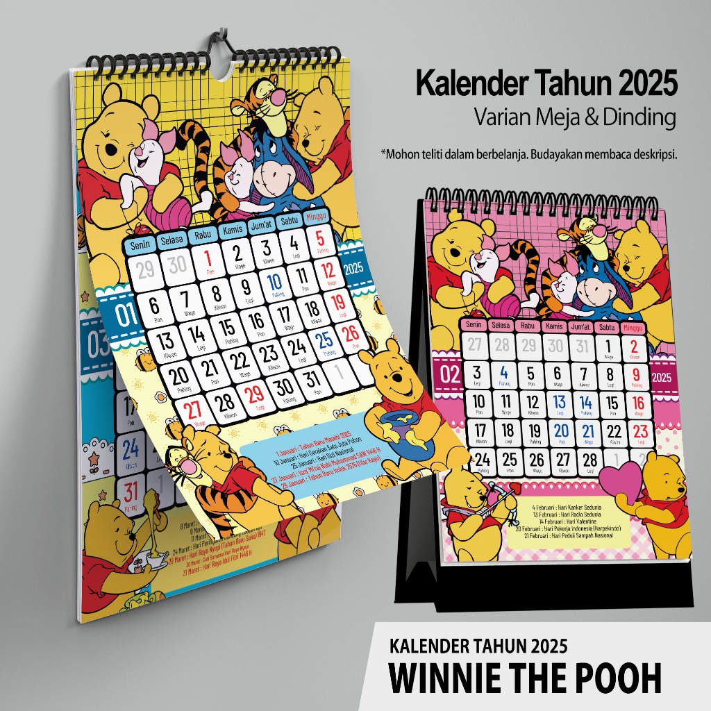 2025 CALENDAR WINNIE THE POOH A4 Wall Character and A5 Table | Shopee ...