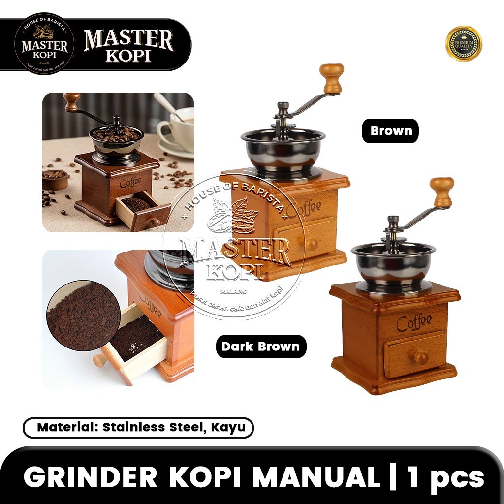 KAYU Wooden Manual Coffee Grinder Coffee Grinder Wood Adjustable Coffee ...