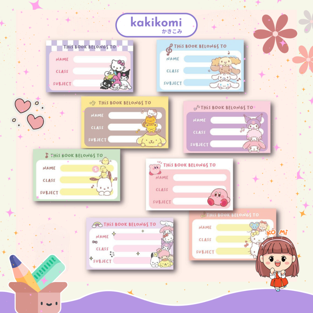 Sanrio Aesthetic Book Label Sticker Sticker Sticker Children's Name ...