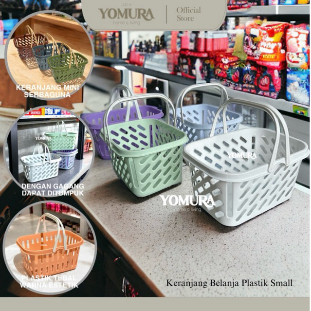 YOMURA Pastel Shopping Basket with Newton Handle Premium Small Shopping ...