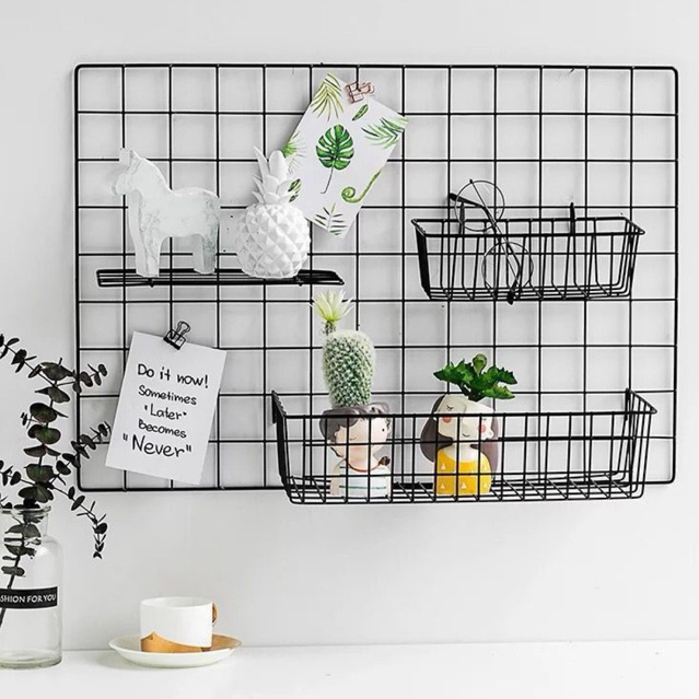 Hijang 52X35cm long wire mesh grid wall decoration | Shopee Singapore