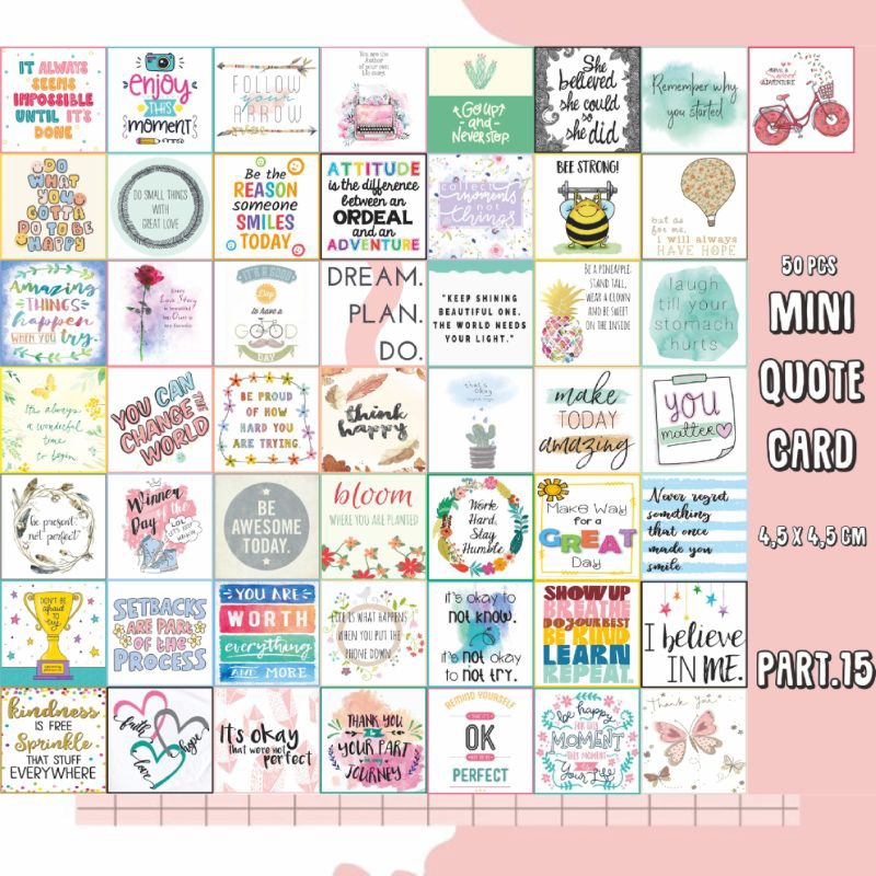 50pcs MINI QUOTE CARD & STICKER | Shopee Singapore