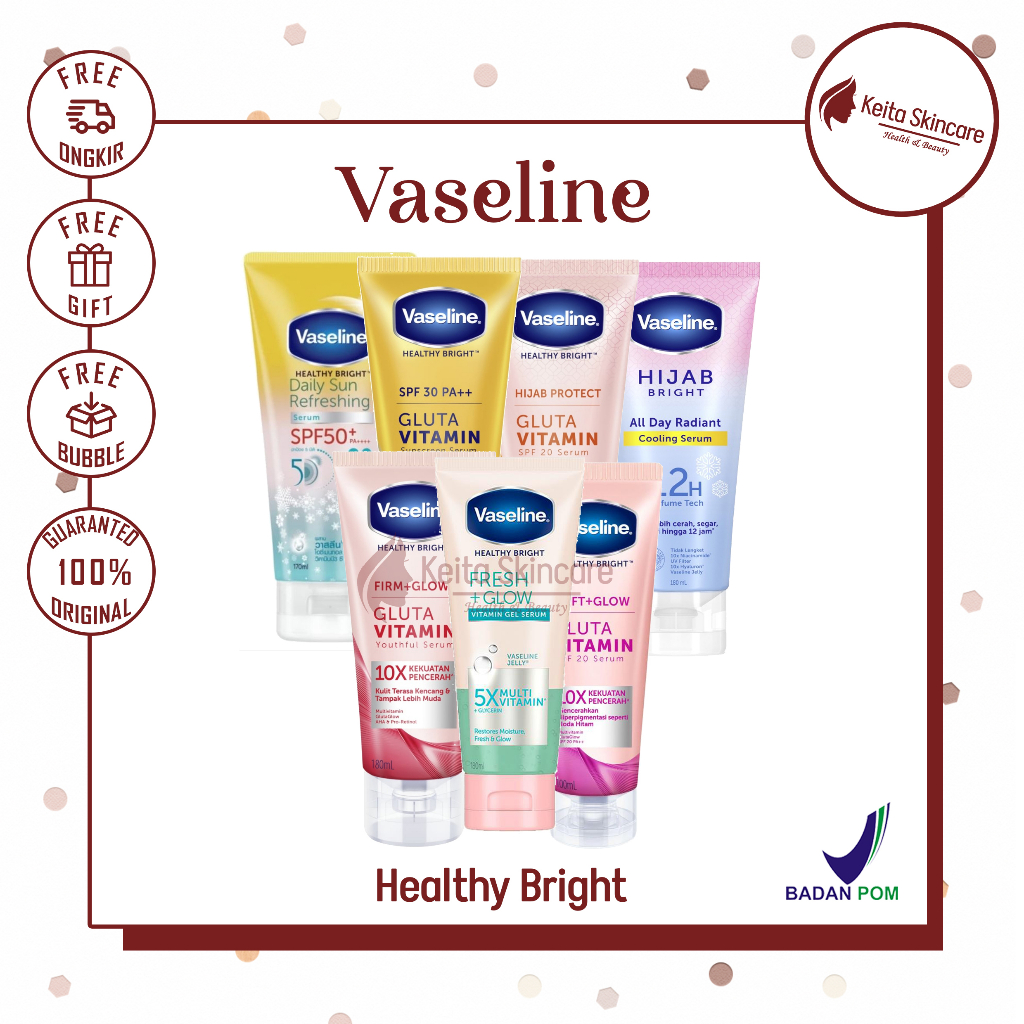 Vaseline Healthy Bright Gluta Vitamin 180ml | Vaseline Spf Firm Glow ...