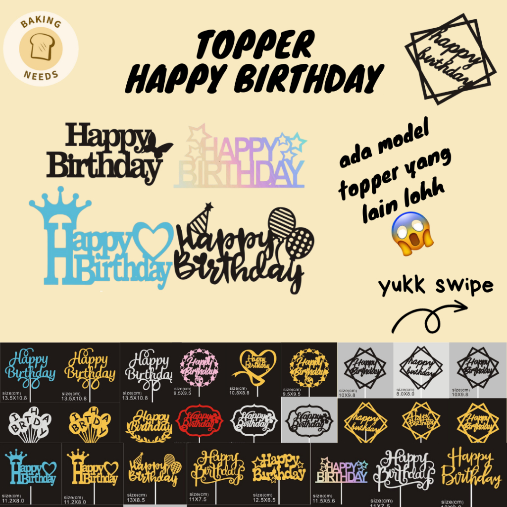 Cake Topper Happy Birthday Writing For Birthday Cake Decoration ...