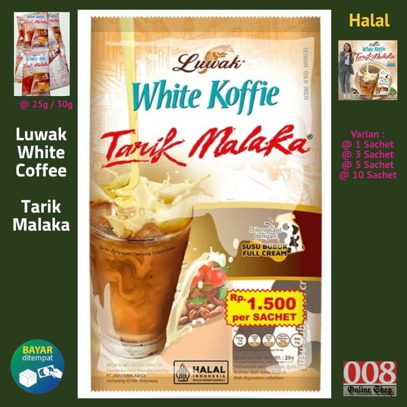 Luwak White Coffie Coffee Tarik Malacca 25g Sachet Fresh Instant Powder ...