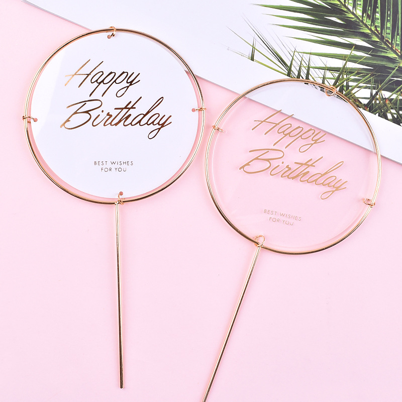 CAKE TOPPER HAPPY BIRTHDAY ACRYLIC CIRCLE / STOPPER HBD CIRCLE GOLD ...