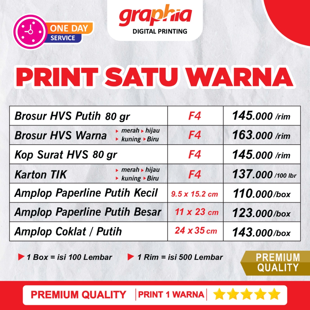 Print One Color/HVS Brochure/Letterhead/Envelope/Type | Shopee Singapore