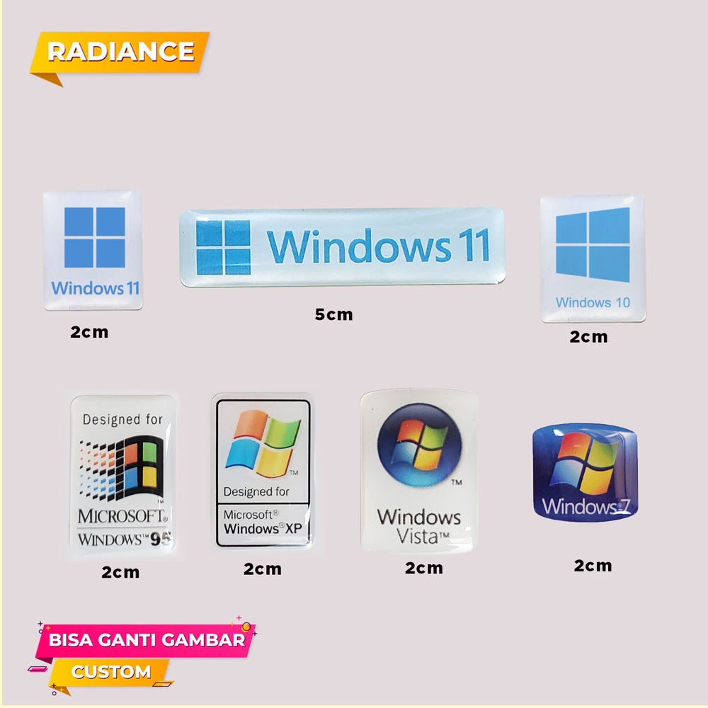 Classic windows embossed sticker 95 vista xp 7 10 11 desktop laptop pc ...