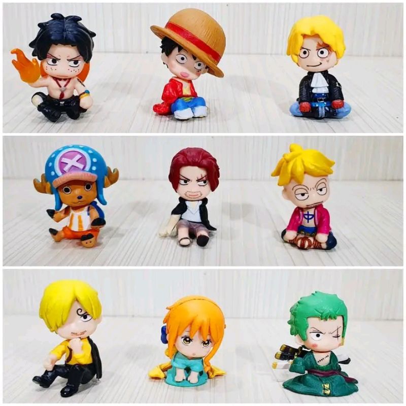 One piece chibi static figure toy sitting chopper shanks sanji marco ...