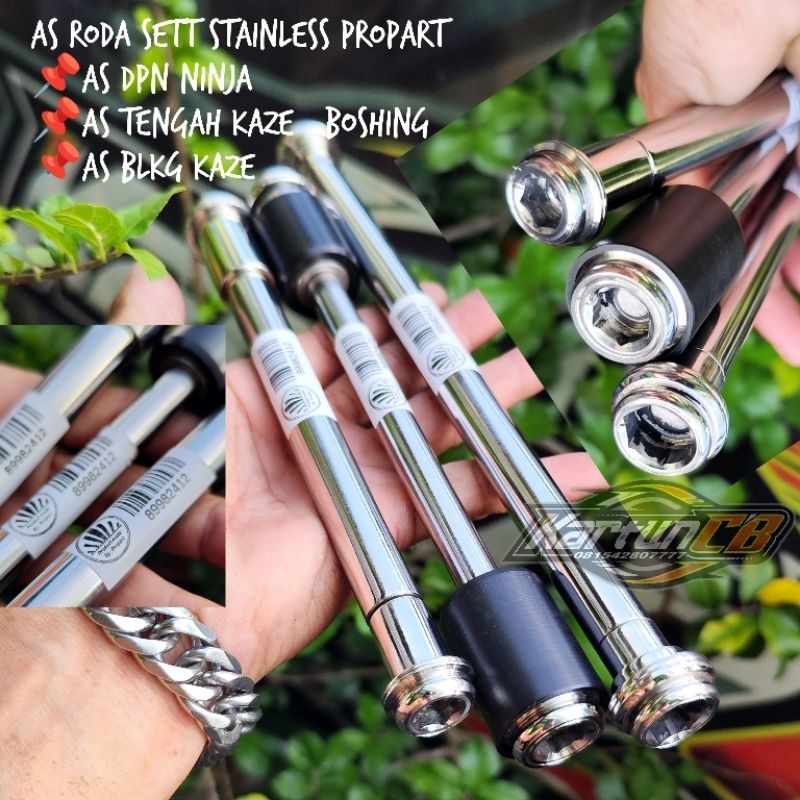 Stainless steel axle front ninja middle rear swing arm Kaze Helibars ...