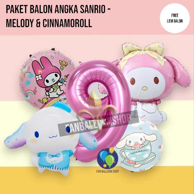 Sanrio Number Cinnamoroll Balloon Package / Sanrio Melody Birthday ...