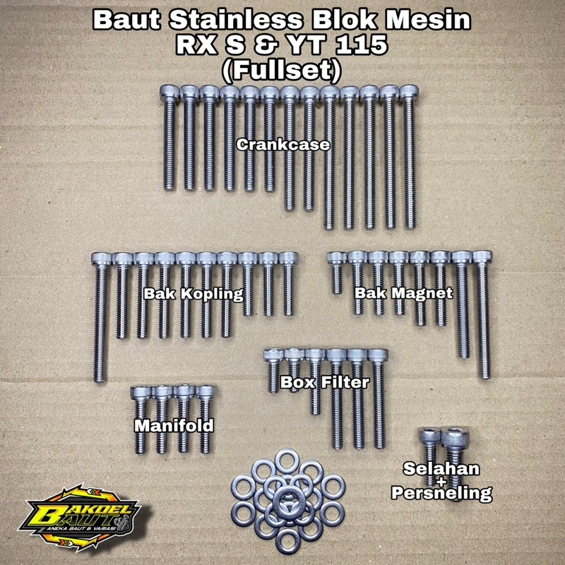 MESIN YAMAHA RXS RX Special & YT 115 Engine Block Bolts Fullset 100% ...