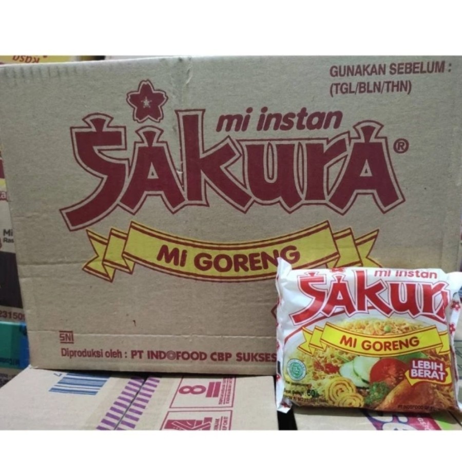 Indofood Sakura Fried Instant Noodles 1 box contains 40 pcs | Shopee ...