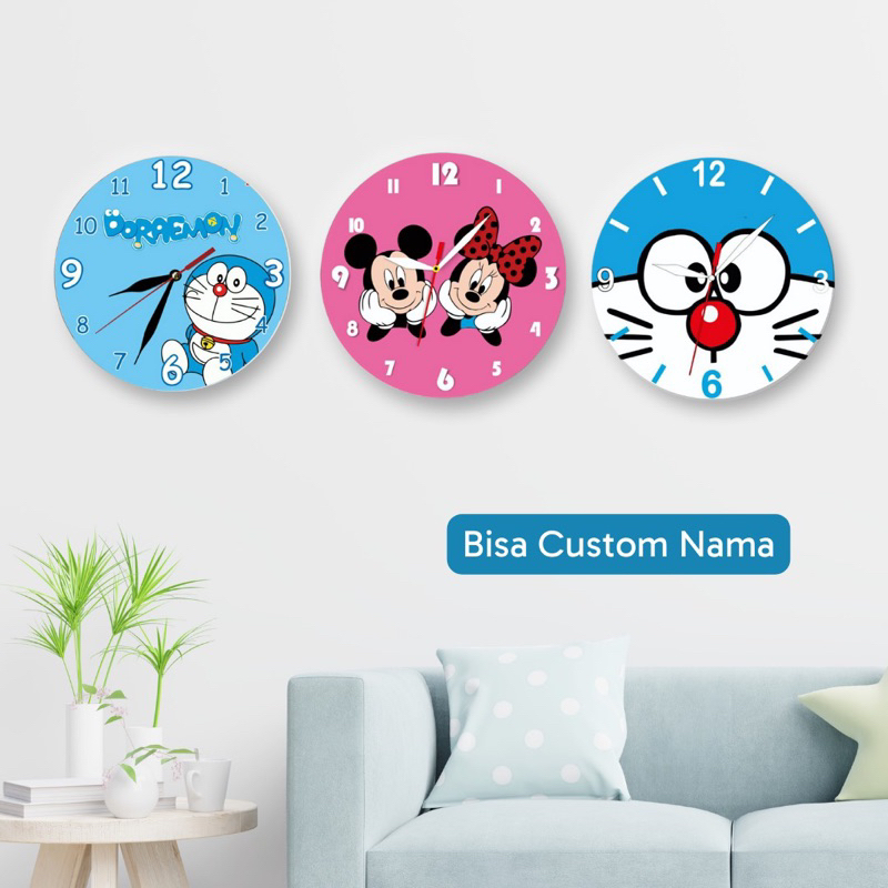 Doraemon Character Wall Clock/KEROPI/MIKY - FREE CUSTOM Name Kids Room ...