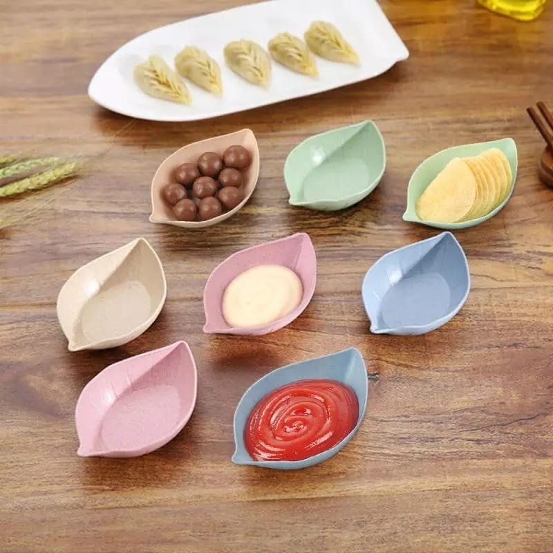 Leaf Shape Straw Bowl Mini Bowl Vegetable Container Sambal Soy Sauce ...