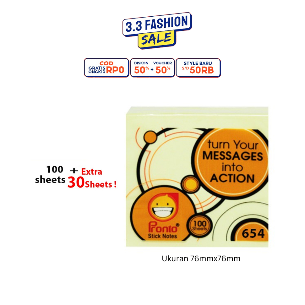 Sticky Notes Pronto 654 (100 sheets + Extra 30 sheets) | Shopee Singapore