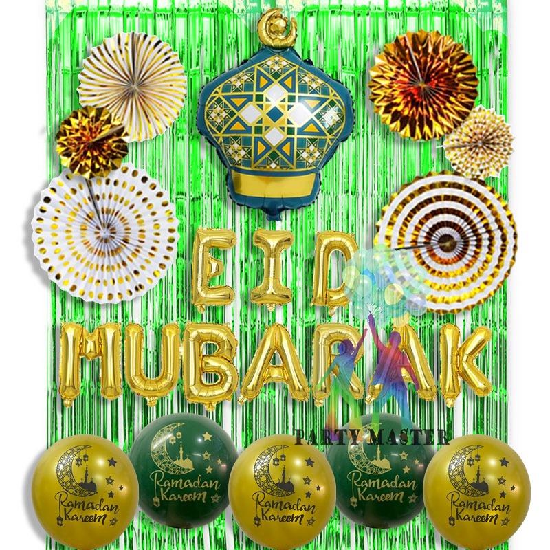 Balloon decoration set eid al-Fitr paperfan eid mubarak mosque curtain ...