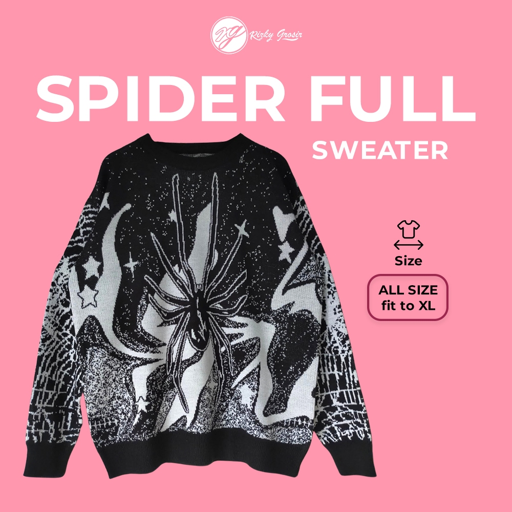 Rizky_grosir20 Spider web sweater men's top (full motif version ...