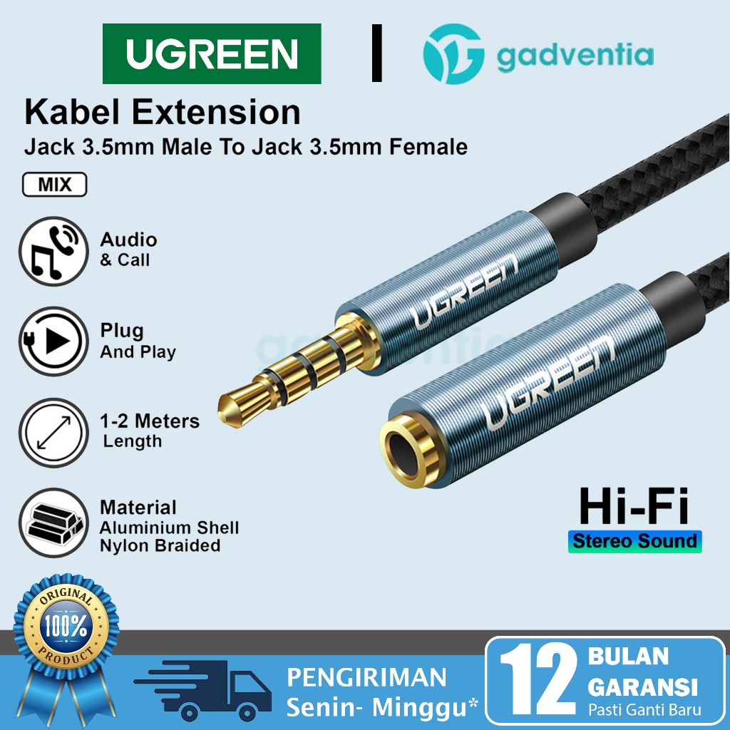 Ugreen Audio Cable Aux Extension Jack 3.5mm 3Pole TRRS Male To Female ...