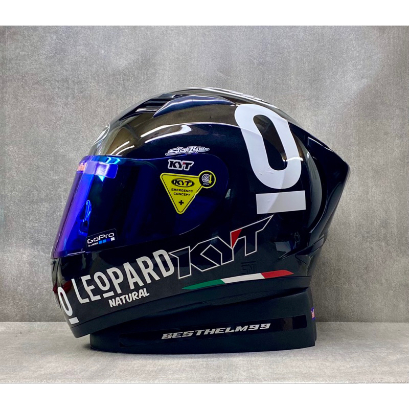 Kyt R10 Solid Black Glossy I Handsome Package Leopard Sticker - Iridium ...