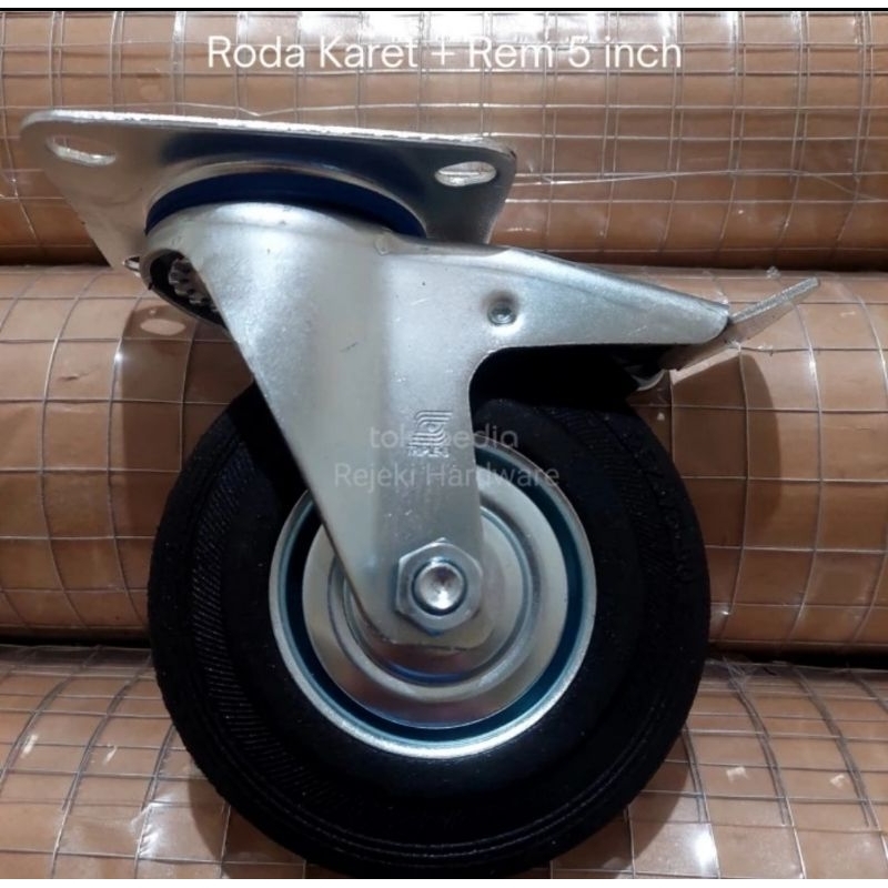 5 inch BRAKE LIVE Rubber Wheels 5" 125 mm Cart Trolley Wheels | Shopee ...