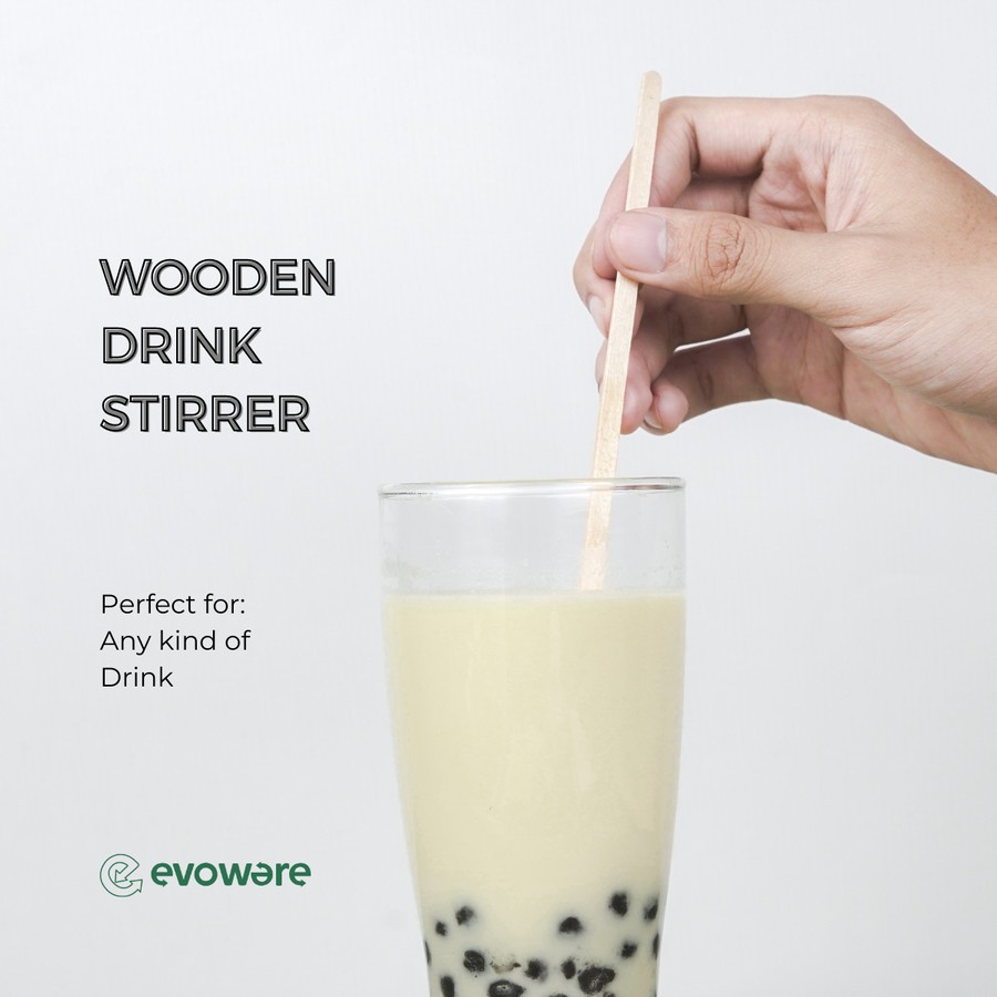 KAYU 19cm Wooden Stick Drink Coffee Stirrer (Wooden Coffee Stirrer ...