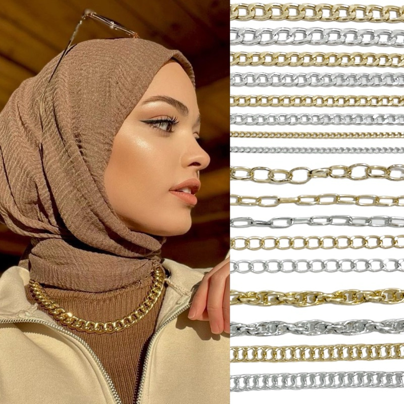Hijab Friendly Retro Hip Hop Chain Necklace Long Chain Necklace Big ...