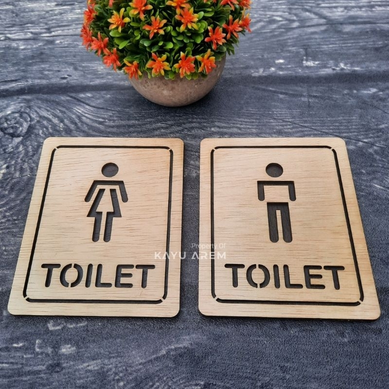 KAYU Toilet Sign | Wooden Toilet Sign Writing | Natural Wooden Signage ...