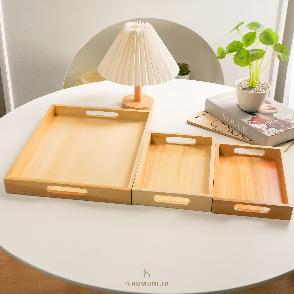 KAYU Wooden Tray Aesthetic Pine Box Straight Handle/Wooden Tray ...