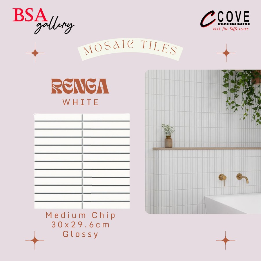 PUTIH Mosaic TILE WHITE LONG STRIPE/Ceramic MOSAIC WHITE Wall WC ...