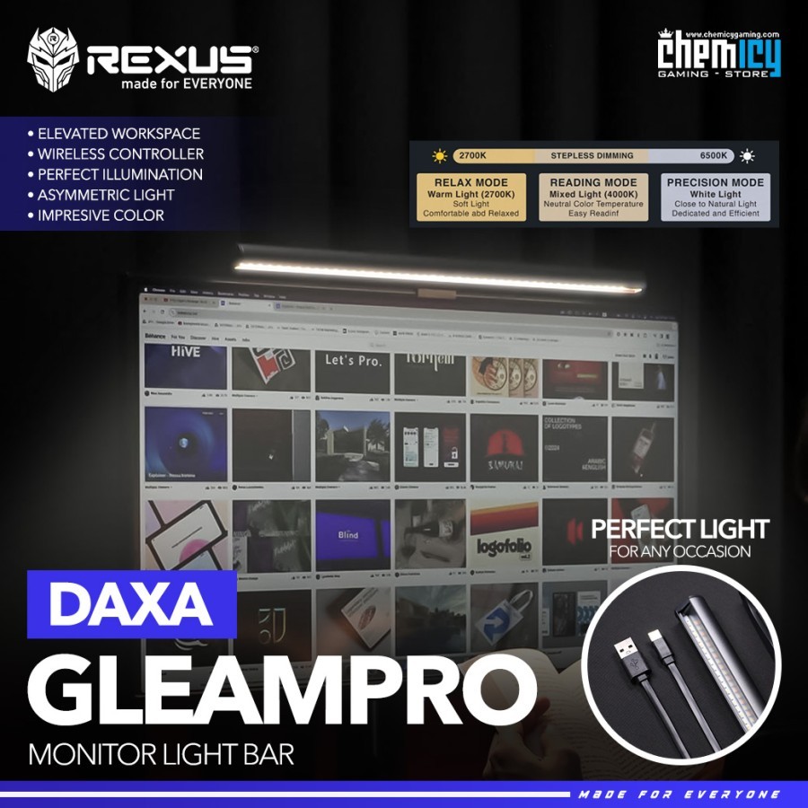 Rexus Daxa Gleampro/Gleam Pro Wireless Monitor Lightbar w/ Touch LED ...