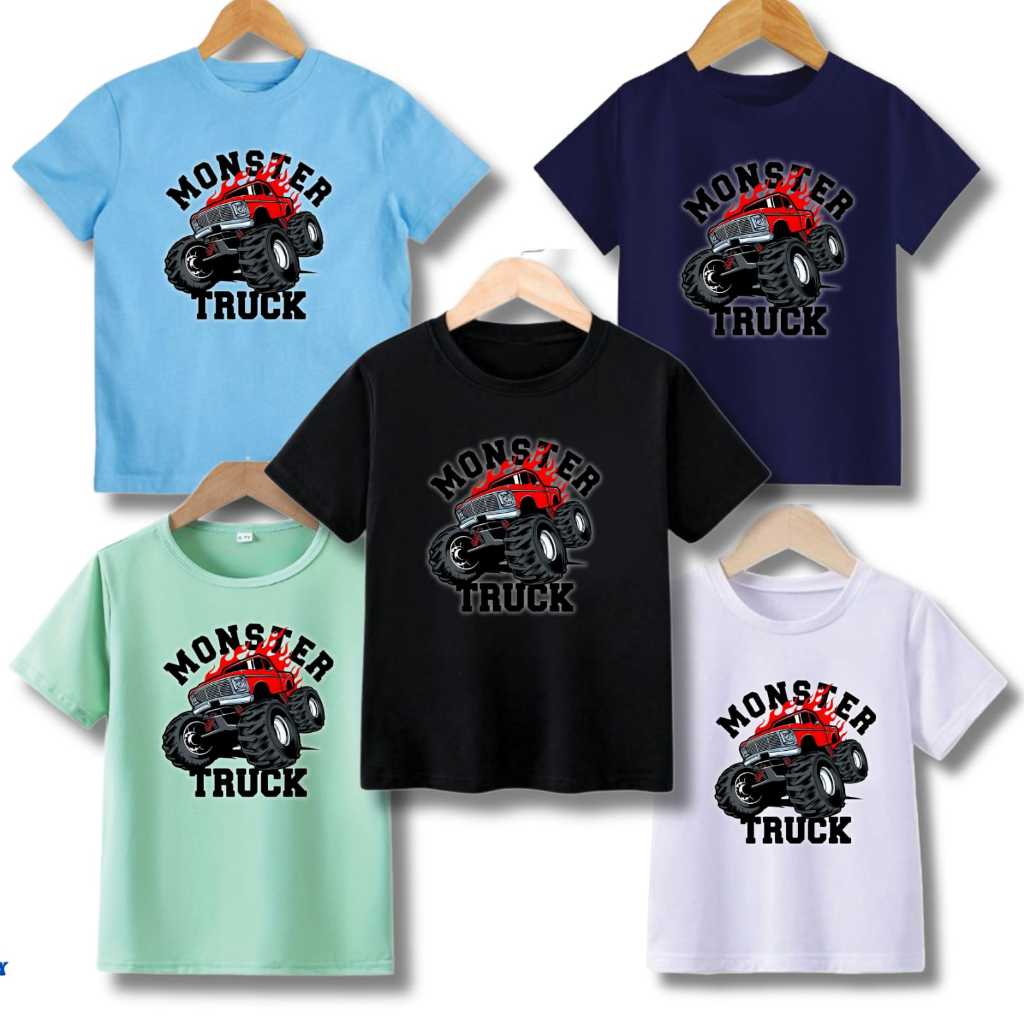 Newest T-Shirt distro Kids Monster Truck motif Tops Cute Character ...