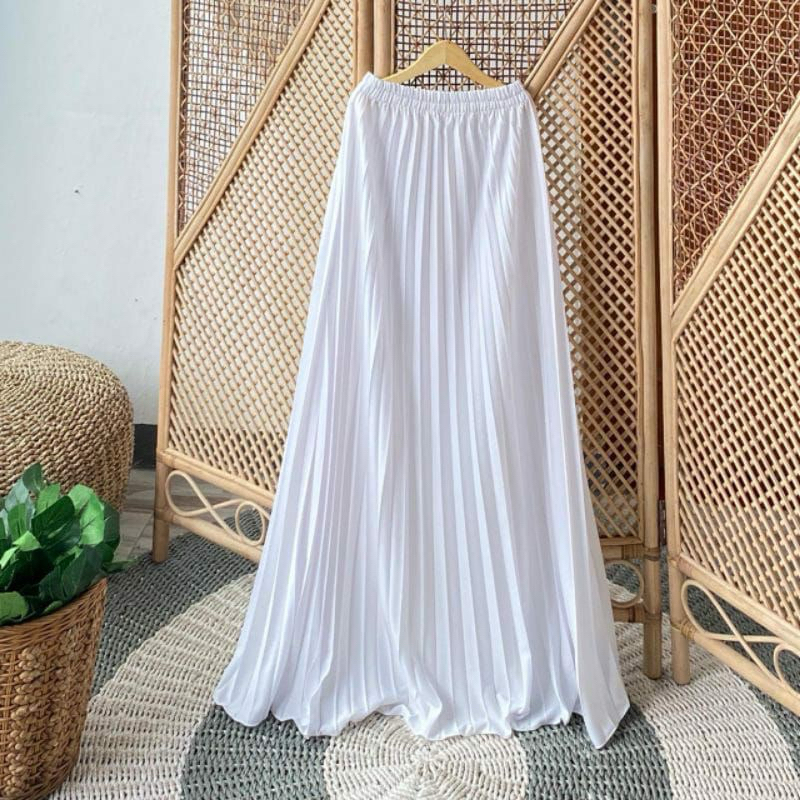 PUTIH PREMIUM WHITE MAYUNG PLISKET SKIRT CLEAN WHITE BONE BROKEN WHITE ...