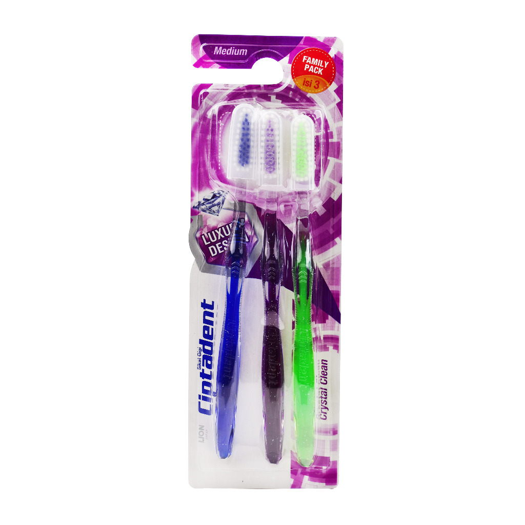 CIPTADENT CRYSTAL CLEAN MEDIUM SET 3 FAMILY PACK TOOTHBRUSH | Shopee ...