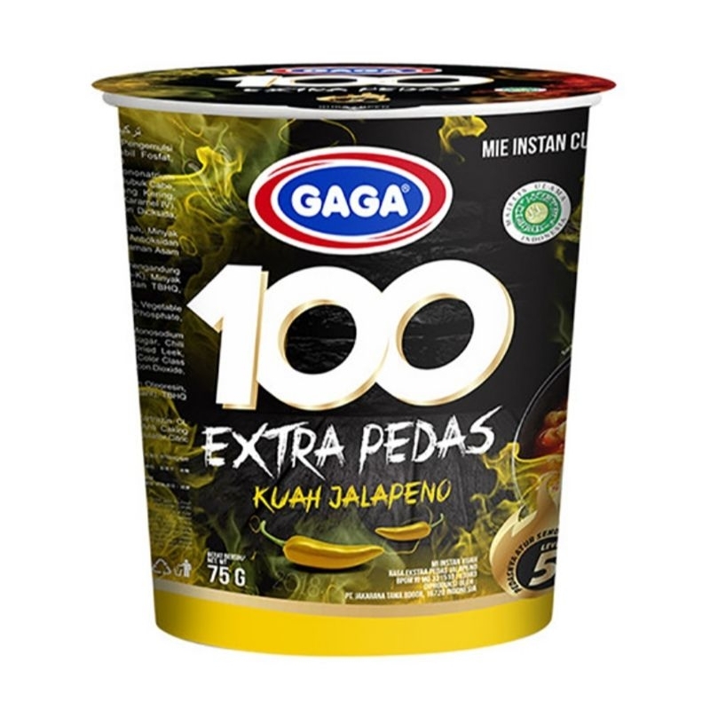 Gaga 100 CUP Packaging. Extra Spicy Instant Noodle Cup Jalapeno Sauce ...