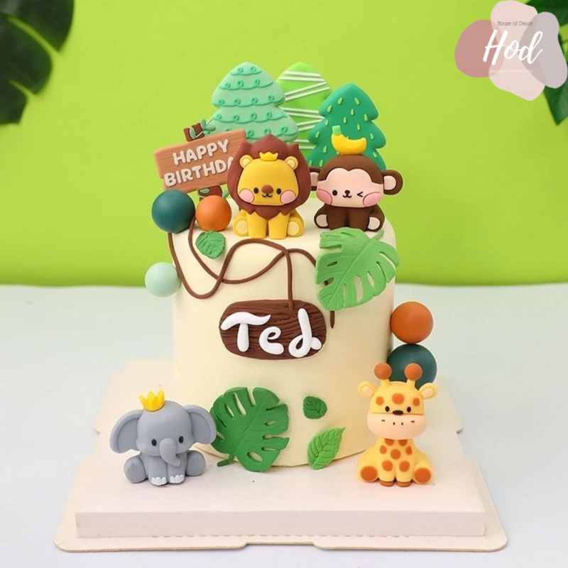 Chubby Animal Cake Topper Cute Animal Cake Toppers 3D Jungle Theme ...