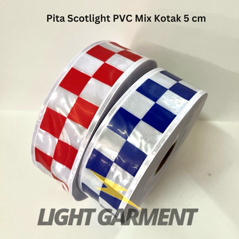 PUTIH MERAH Pvc Reflector Scotchlite Tape Mixed Blue Red White Square ...