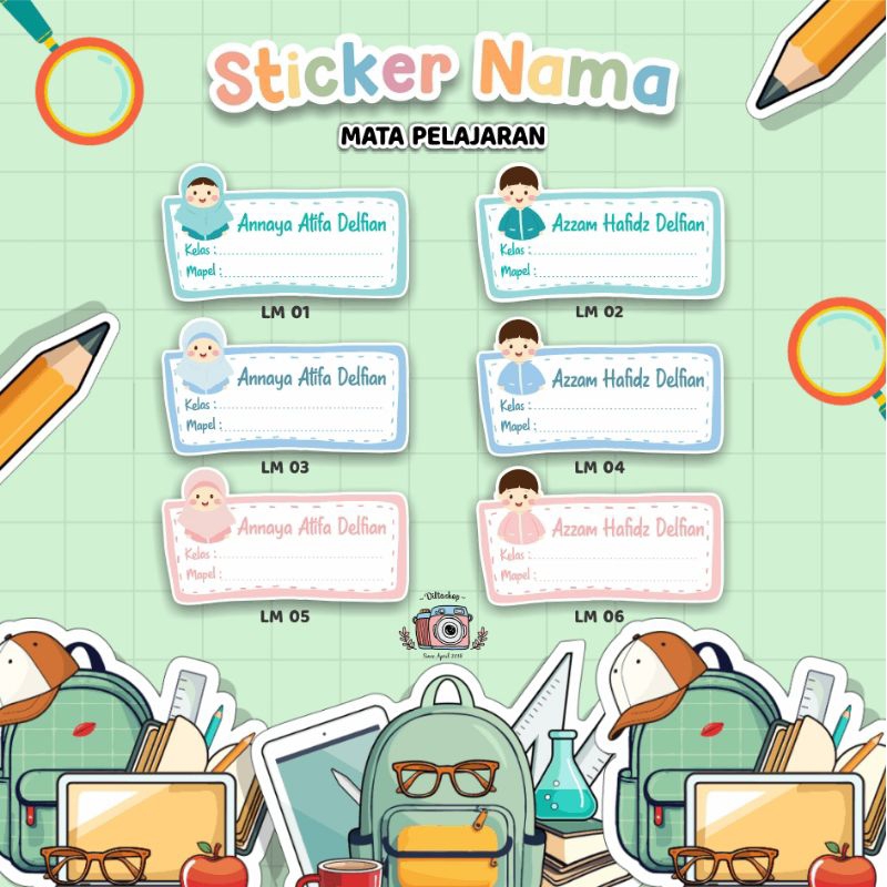 MATA 40pcs Subject Sticker - Name Label Sticker - Name Sticker - Book ...