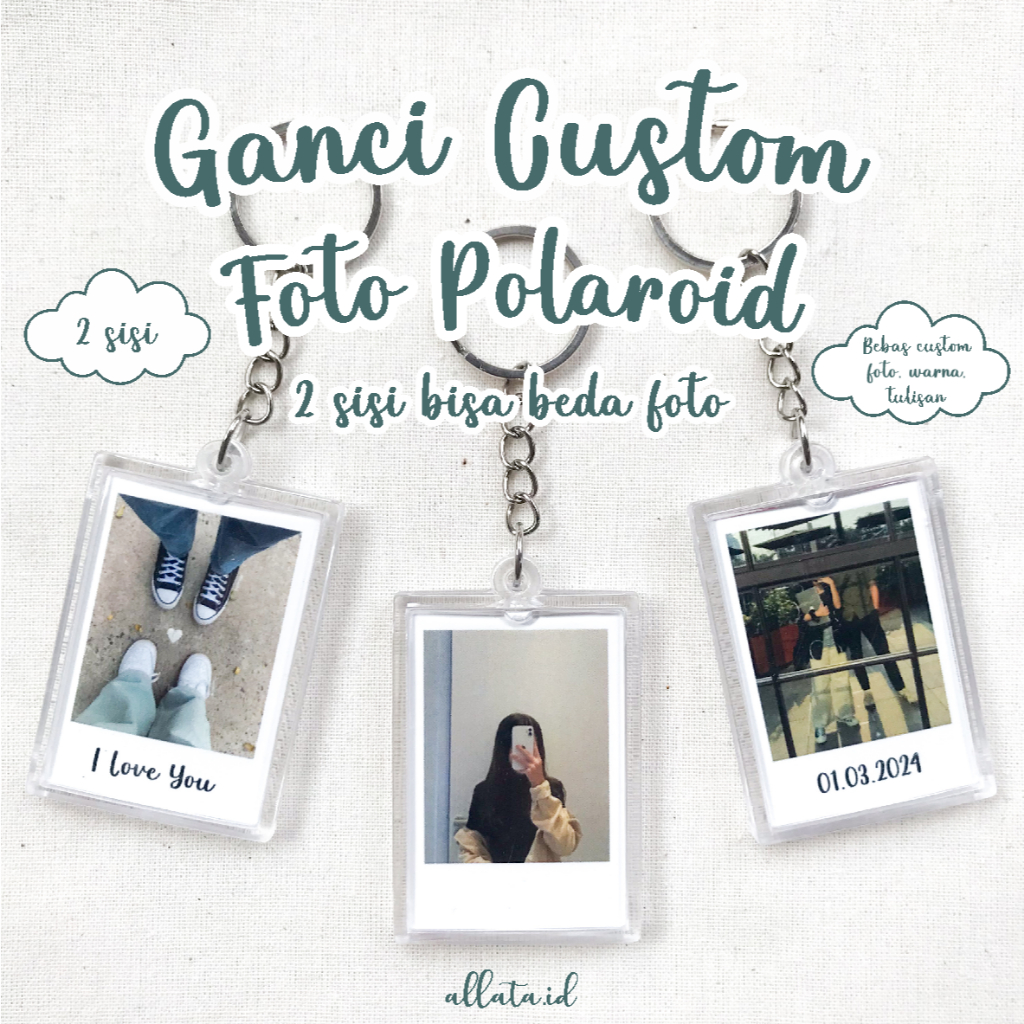 GANTUNGAN [2 Different sides of photos] Custom Polaroid Photo Keychain ...