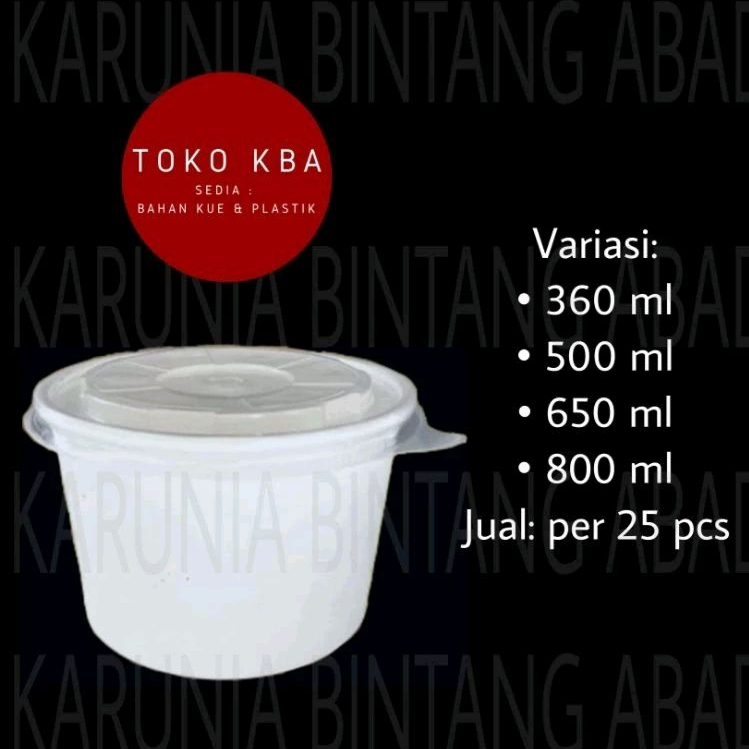 Rice Paper Bowl Plastic Mega Plain Paper Bowl + Lid | Per 25 pcs (360 ...
