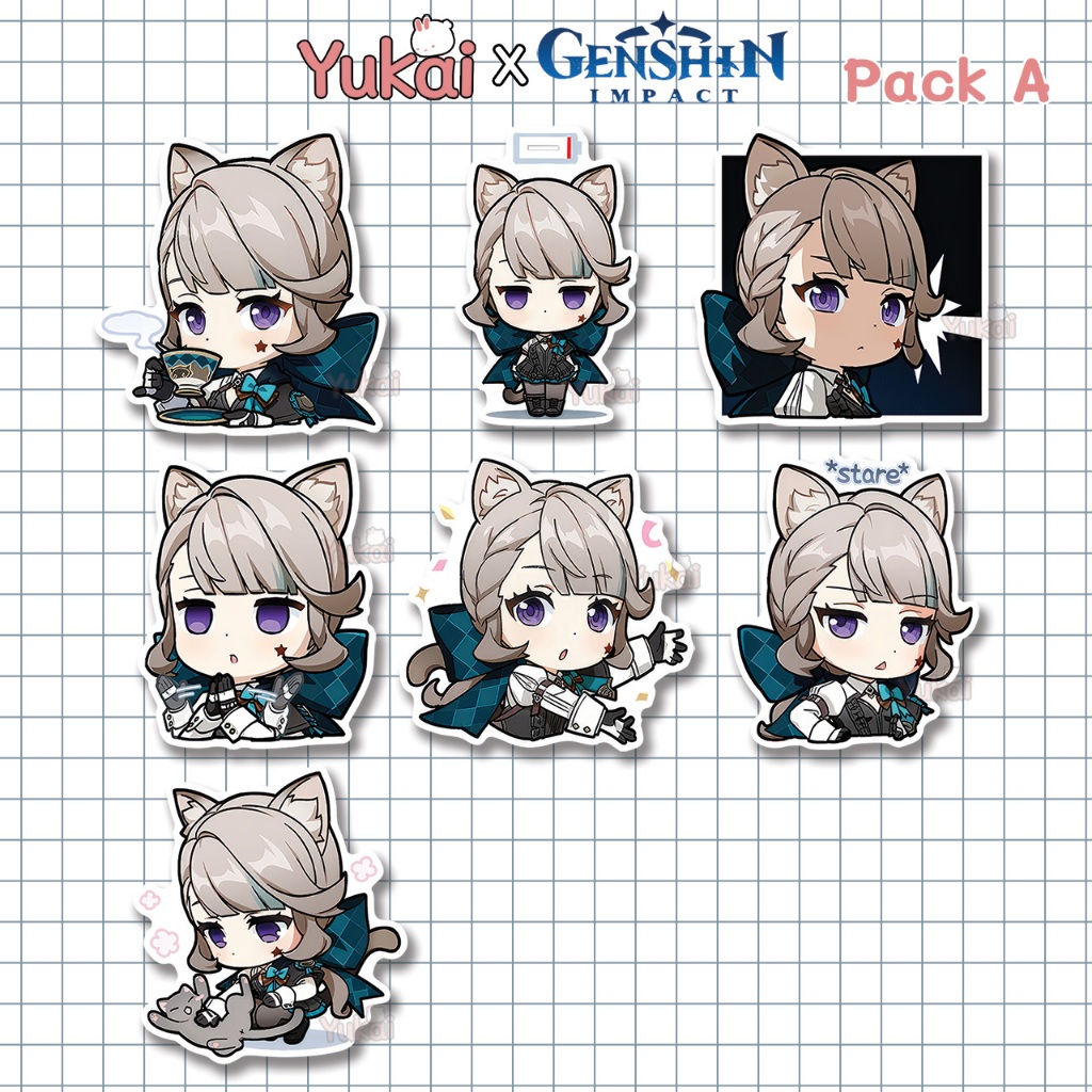 Genshin Impact Premium Lynette Pack Sticker, Waterproof Anime Sticker ...