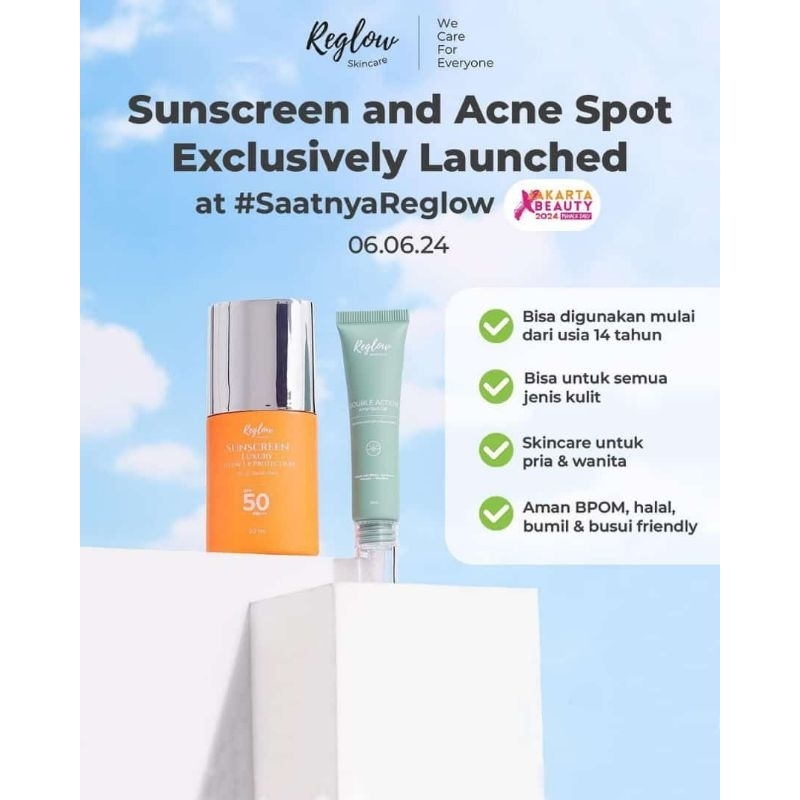 Reglow Package GLOWING double action acne spot gel And Reglow Suncreen ...