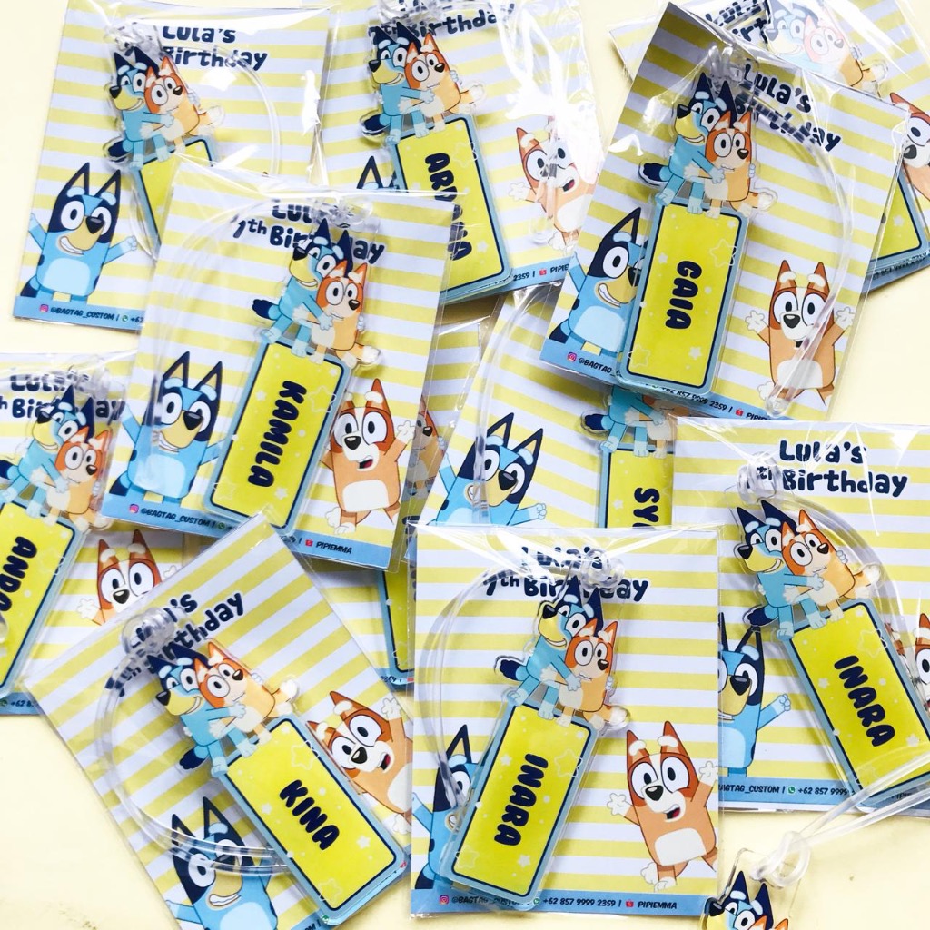 GANTUNGAN Bluey Bag Bag Hanger Tag For School Children Custom Cute Name ...