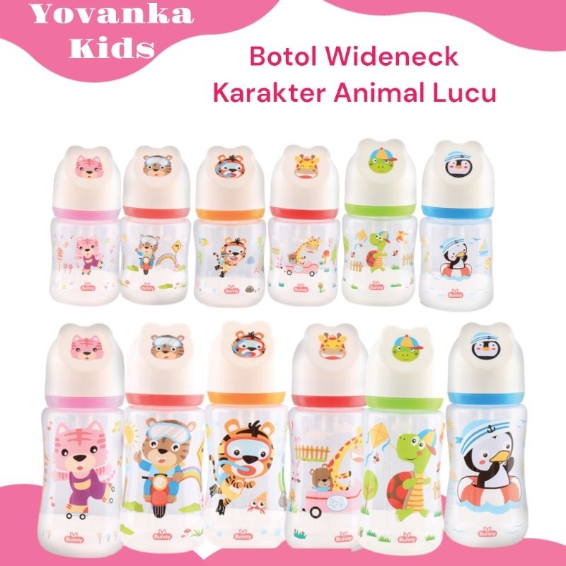 Wide Neck Milk Bottle Cute Character Wide Body/Bunny BPA Free 250 Ml ...