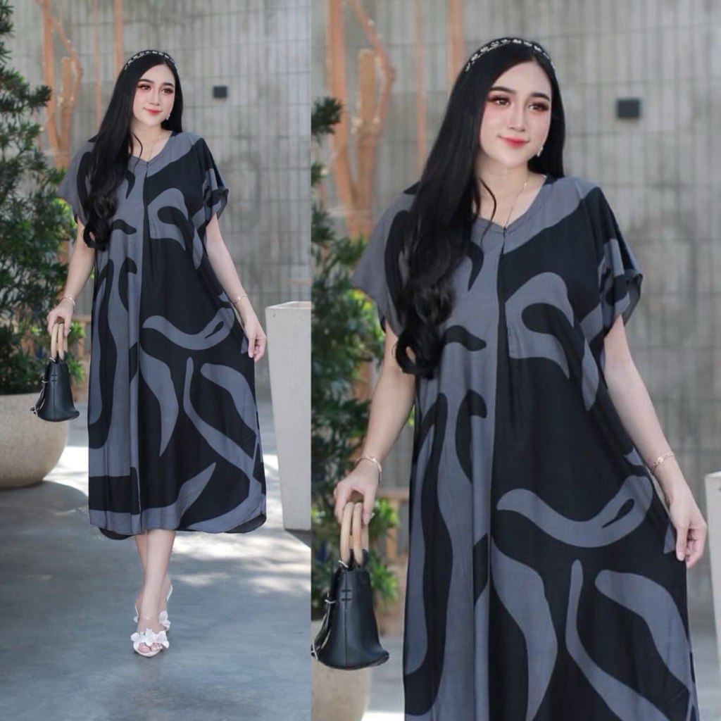 Daster Lowo Jumbo Monochrome Diana Daster Premium Rayon Material Busui ...