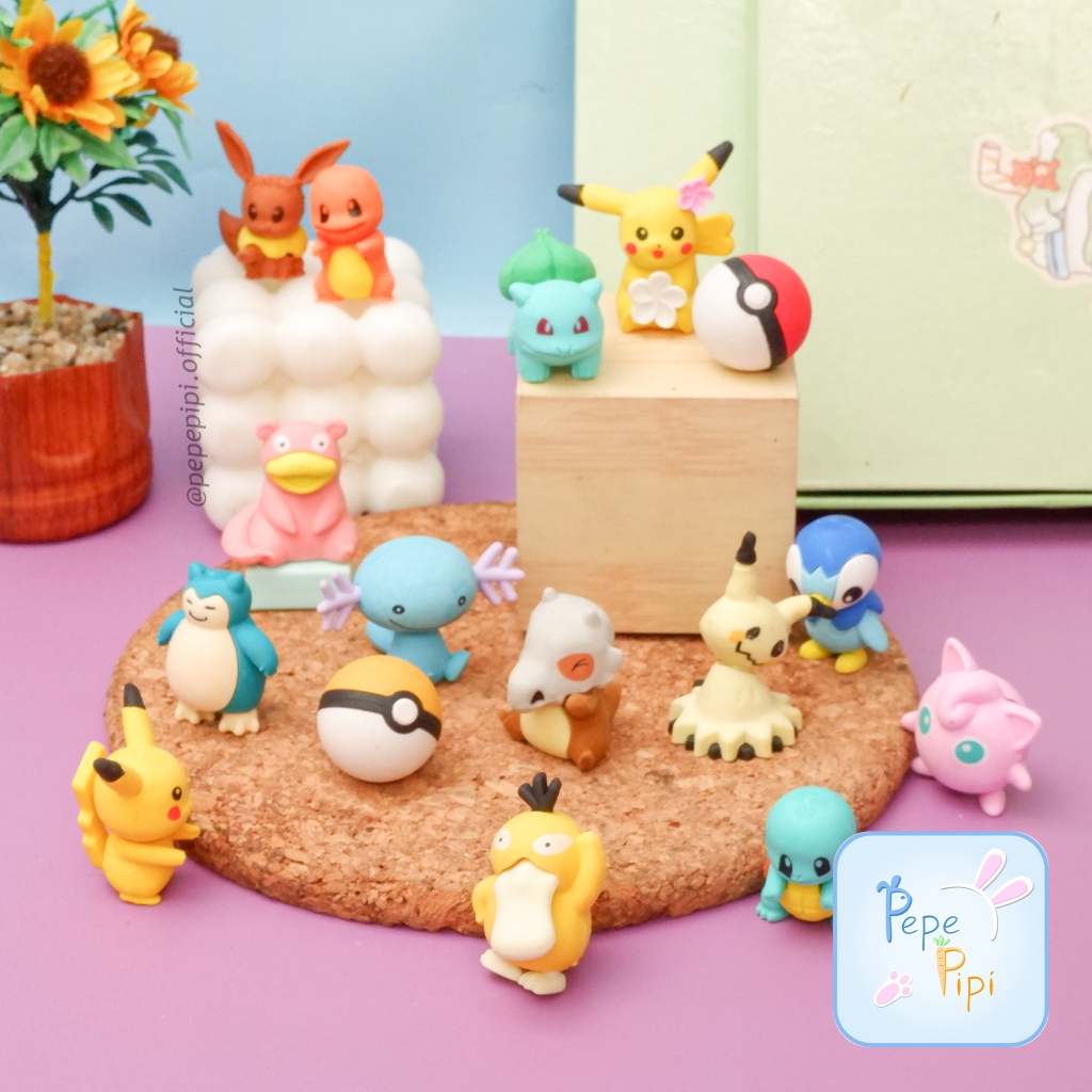 Pokemon 3D Eraser Variation 2 Eraser Stip Pikachu Snorlax Eevee ...