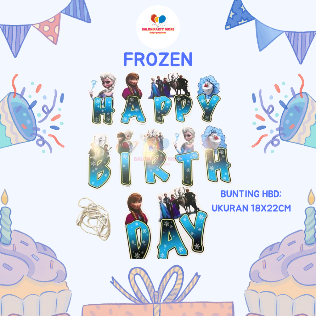 [FROZEN] Bunting Banner Happy Birthday Cartoon Superhero Characters ...