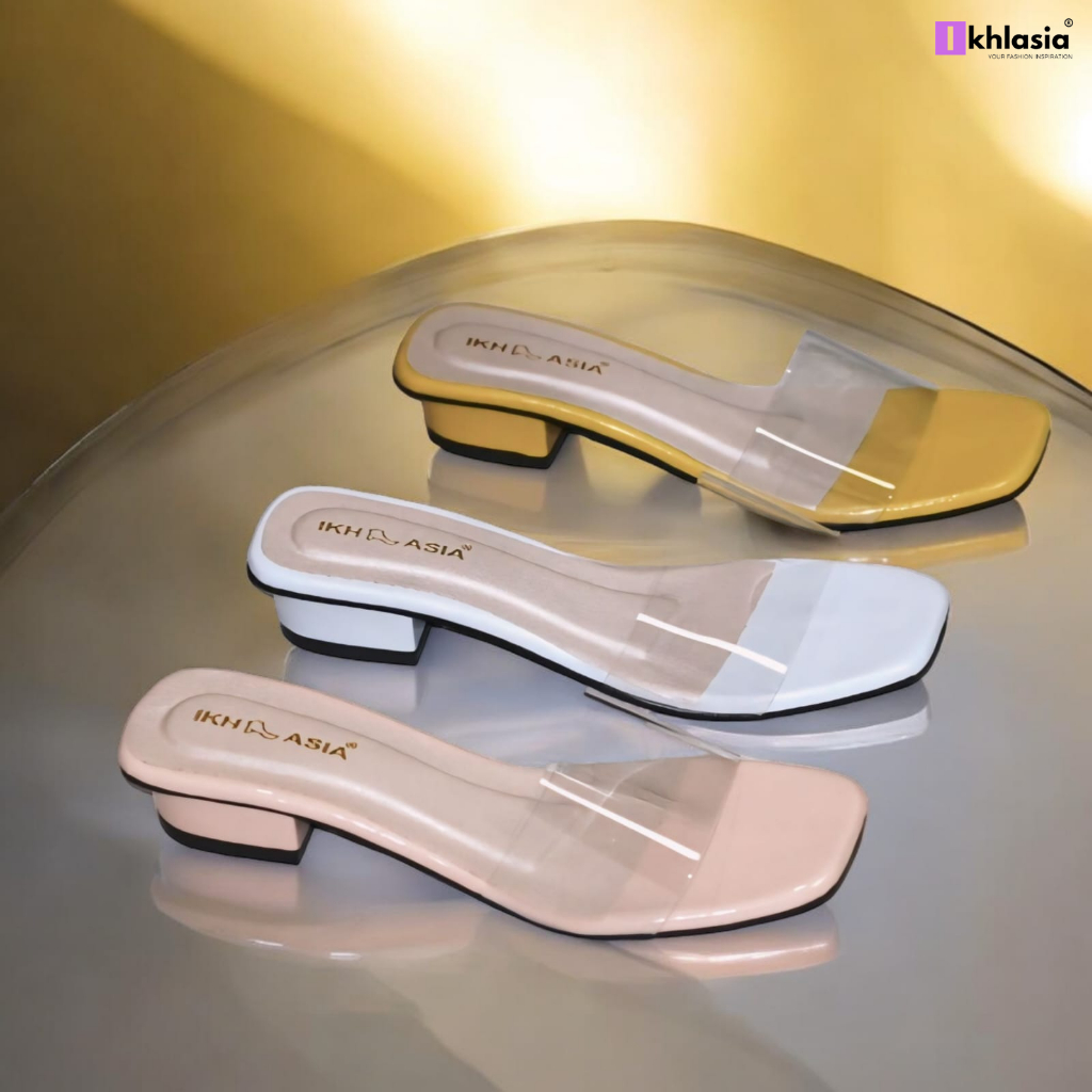 Ikhlasia Women's Transparent Chunky Heel Shoes HT69 | Shopee Singapore