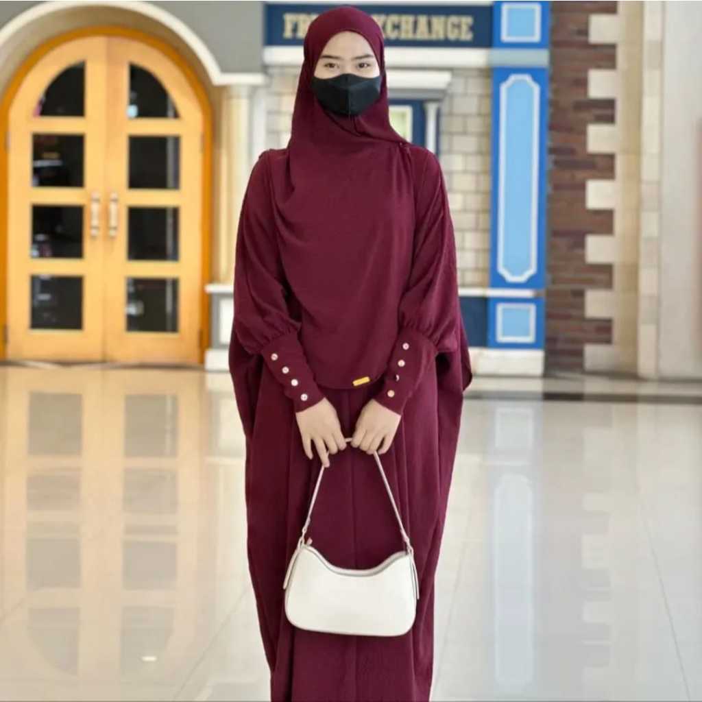 Gamis Abaya Kaftan Crinkle Premium Pashmina Hijab Set | Busui Friendly ...